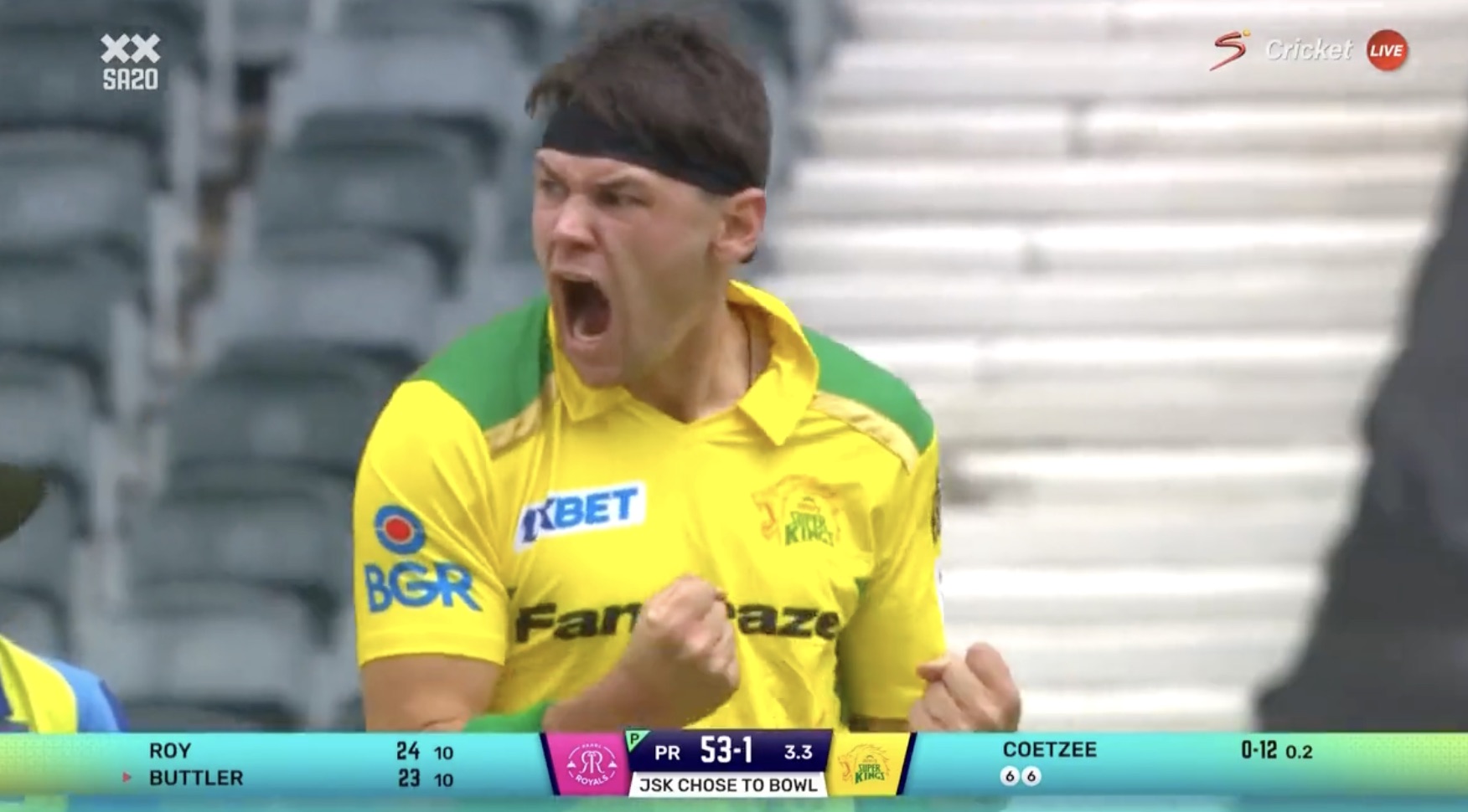 Watch: Pumped up Coetzee sends Buttler packing